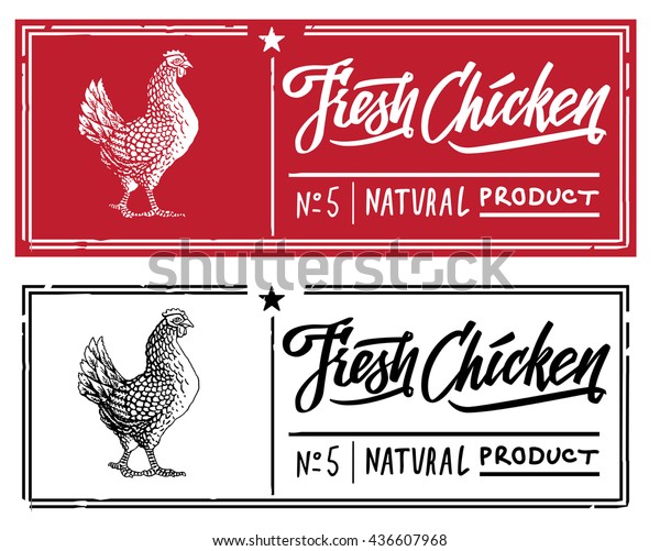 Chicken Form Engraving On Label Stamp Stock Vector (Royalty Free ...