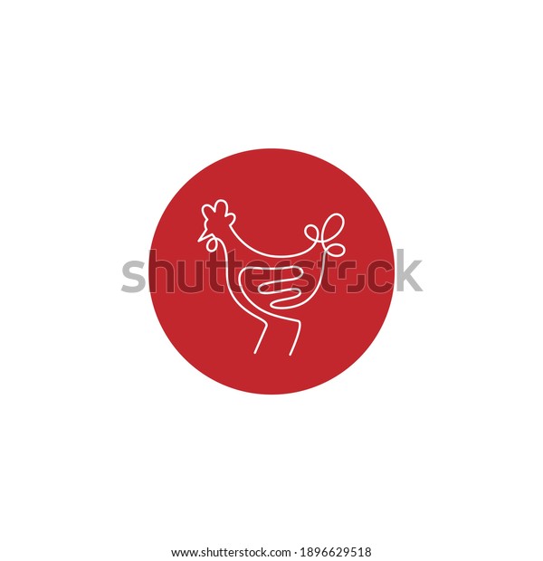 Chicken Icon Logo Monoline Style Design Stock Vector (Royalty Free ...