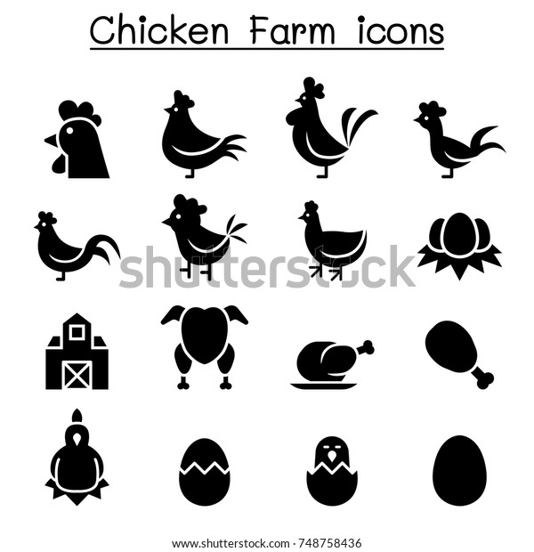 Conjunto de iconos de pollo