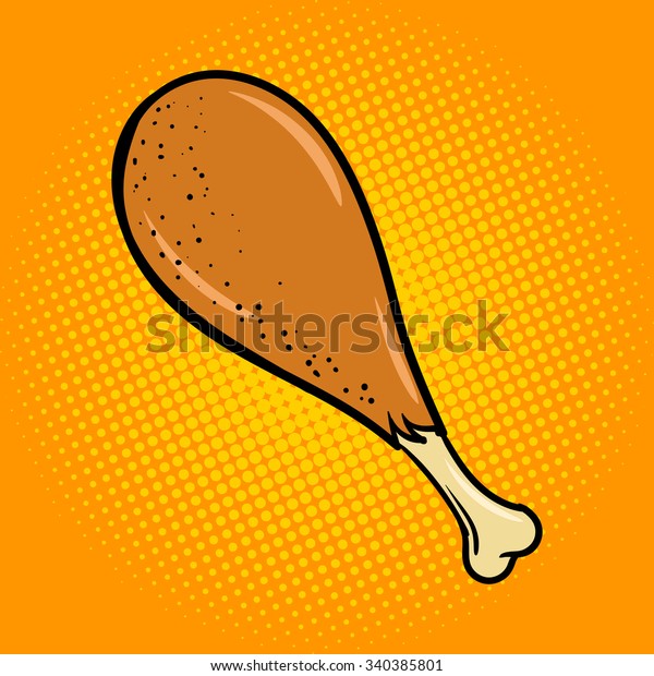 Chicken leg food comic book style pop art retro vector illustration