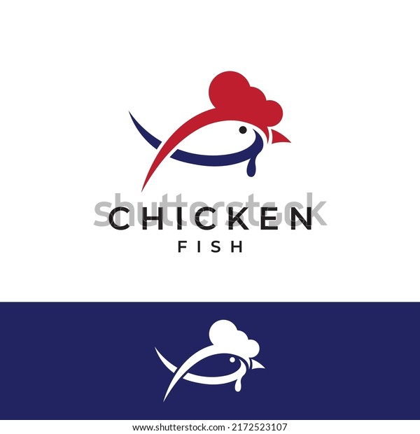 Chicken Logo Rooster Head Logo Fish Stock Vector (Royalty Free ...
