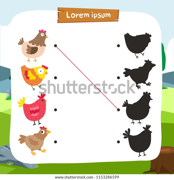 Chicken Matching Game Vector Design Stock Vector (Royalty Free ...