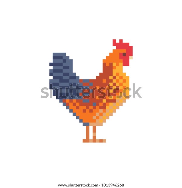 Chicken Pixel Art Flat Style Cartoon Stock Vector (Royalty Free ...