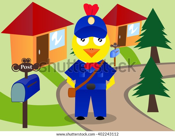Chicken Post Office Worker Delivering Letters Stock Vector (Royalty ...