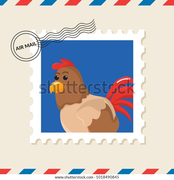 Chicken Postage Stamp On Air Mail Stock Vector (Royalty Free ...