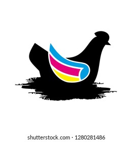 Chicken Print Logo Stock Vector (Royalty Free) 1280281486 | Shutterstock