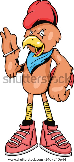 Chicken Punk Cartoon While Smoking Cool Stock Vector (Royalty Free ...