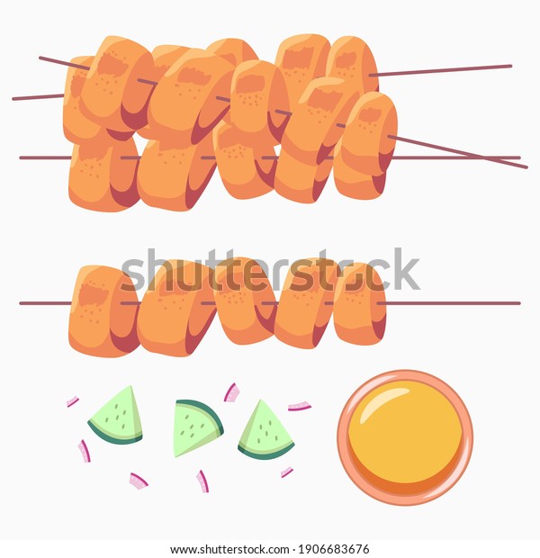 Chicken Satay Sauce Vector Cartoon Illustration Stock Vector (Royalty ...