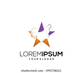 Chicken Star Icon Logo Design Template Stock Vector (Royalty Free ...