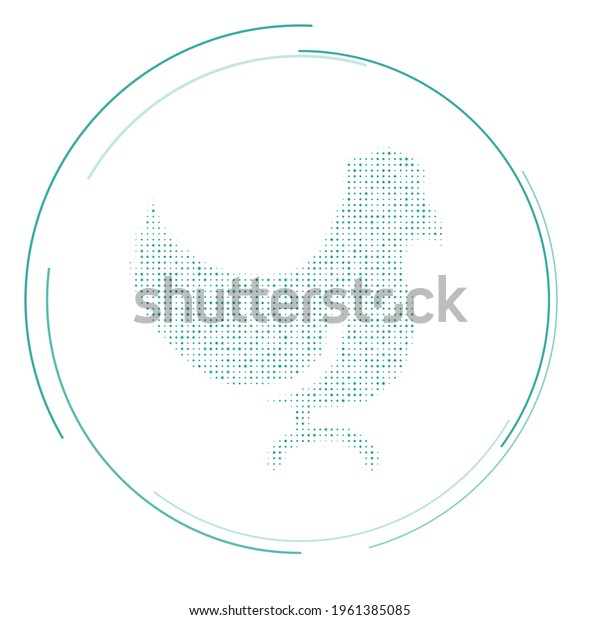 Chicken Symbol Filled Teal Dots Pointillism Stock Vector (Royalty Free ...