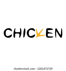Chicken Typography Art Flat Design Stock Vector (Royalty Free ...