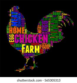 Chicken Typography Word Cloud Colorful Vector Stock Vector (Royalty ...