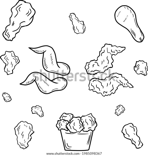 Chicken Wings Illustration Vector Hand Drawn Stock Vector (Royalty Free ...
