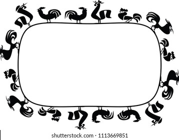 Chickens Rooster Cock Background Border Stock Vector (Royalty Free ...