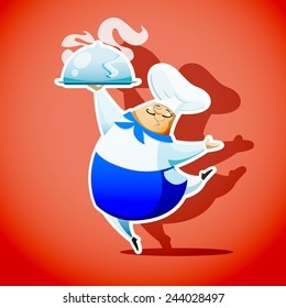 Chief Cook Serving Delicious Dish Stock Vector (Royalty Free) 244028497 ...