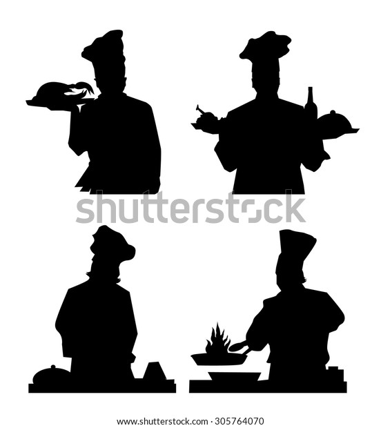 Chief Cook Silhouette Set: vector de stock (libre de regalías ...