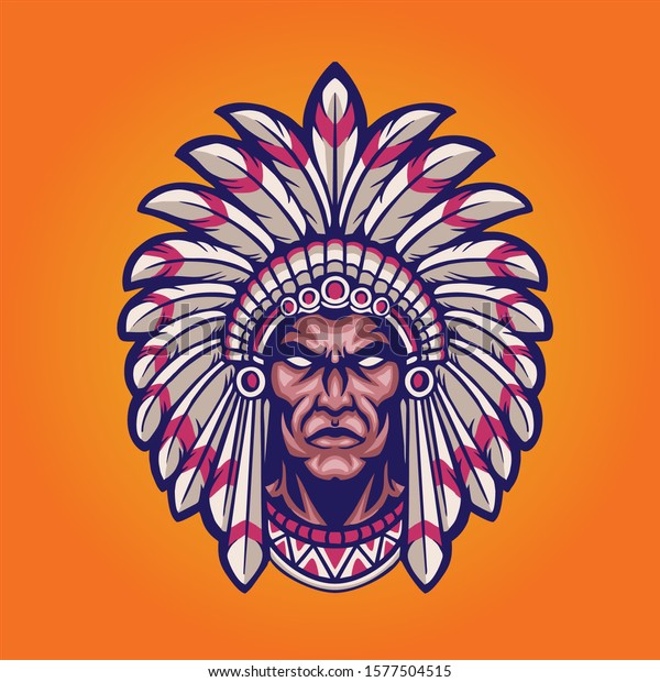 Chief Head Mascot Logo Design Stock Vector (Royalty Free) 1577504515 ...