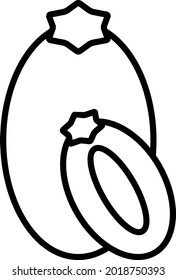 Chikoo Vector Line Icon Design Stock Vector (Royalty Free) 2018750393