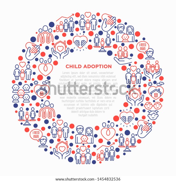 Child Adoption Concept Circle Thin Line Stock Vector (Royalty Free ...