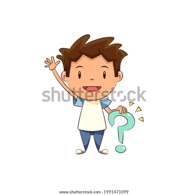 Child Asking Happy Cute Kid Raising Stock Vector (Royalty Free ...