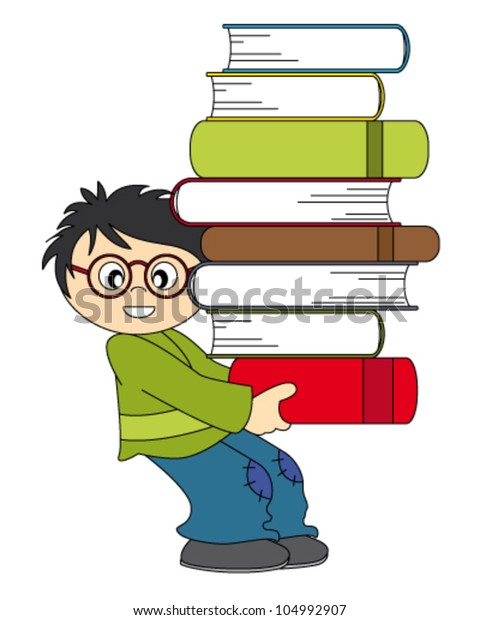 Child Books Study Drawing Isolated White Stock Vector (Royalty Free ...