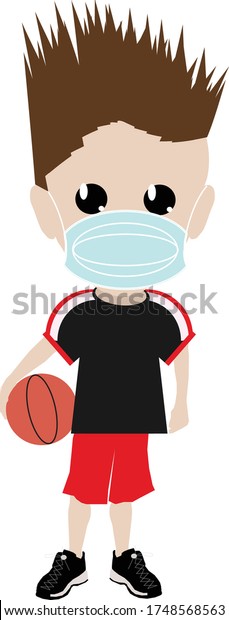 Child Boy Basketball Player Face Mask Stock Vector (Royalty Free ...