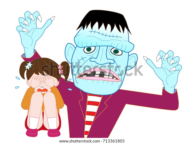 Child Crying Fear Frankenstein On Day Stock Vector (Royalty Free ...