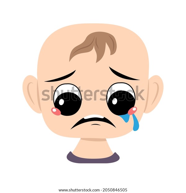 Child Crying Tears Emotion Sad Face Stock Vector (Royalty Free ...