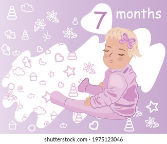Child Development 7 Months Baby On Stock Vector (Royalty Free ...