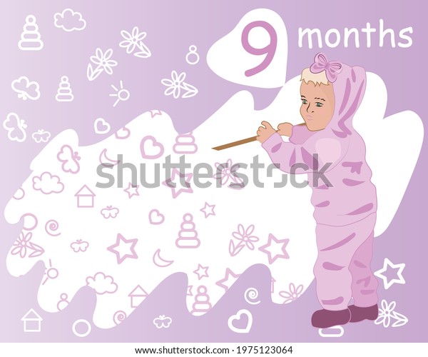 Child Development 9 Months Baby On Stock Vector (Royalty Free ...
