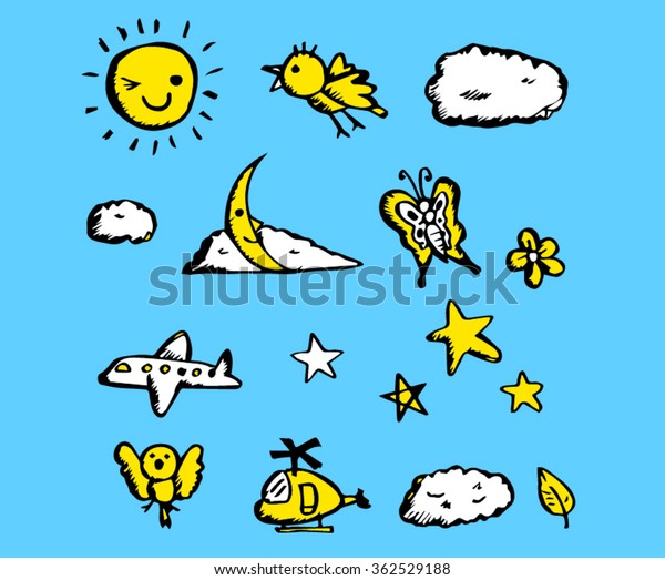 Child Drawing On Sky Images Vector Stock Vector (Royalty Free ...