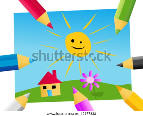 Child Drawing Vector Illustration Stock Vector (Royalty Free) 12177838 ...