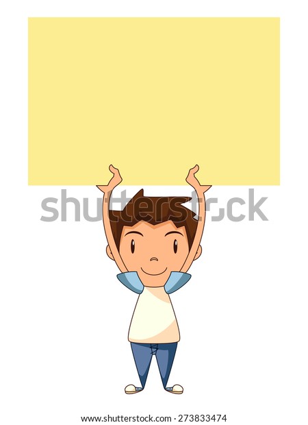 Child Holding Blank Sign Empty Yellow Stock Vector (Royalty Free) 273833474