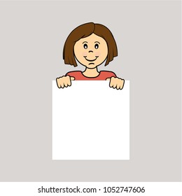 Child Holding Paper Vector Drawing Stock Vector (Royalty Free ...