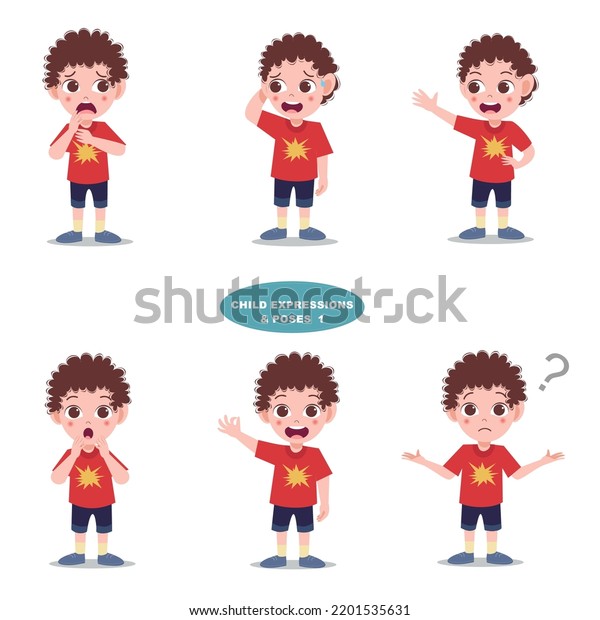 Child Kids Expression Poses Stock Vector (Royalty Free) 2201535631 ...