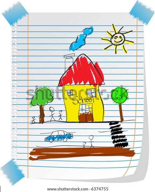 Child Like Drawing Kid School Sun: เวกเตอร์สต็อก (ปลอดค่าลิขสิทธิ์ ...