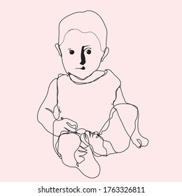 Child Line Art Vector Design Isolated Stock Vector (Royalty Free ...