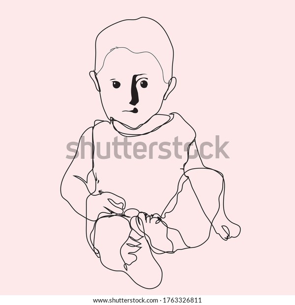 Child Line Art Vector Design Isolated Stock Vector (Royalty Free ...