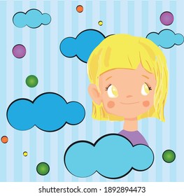 Child On Cloud Blue Background Stock Vector (Royalty Free) 1892894473 ...