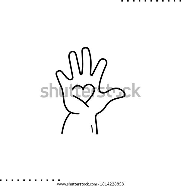 Child Palm Heart Vector Icon Outlines: стоковая векторная графика (без ...