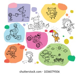 Child Playing Time Doodle Stock Vector (Royalty Free) 1036079506 ...