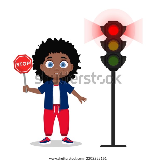 Child Road Sign Traffic Light Shows Stock Vector (Royalty Free ...