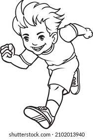 Child Running Line Vector Illustration Isolated Stock Vector (Royalty ...