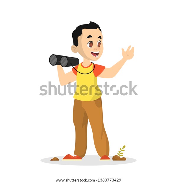 Child Scout Looking Through Binocular Kid Stock Vector (Royalty Free) 1383773429