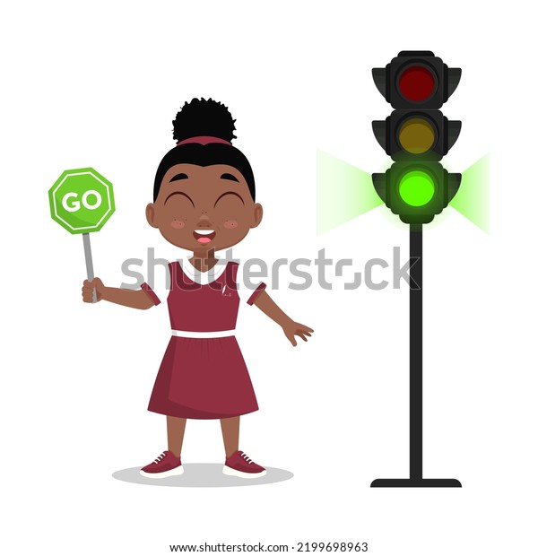 Child Sign Go Traffic Light Shows Stock Vector (Royalty Free ...