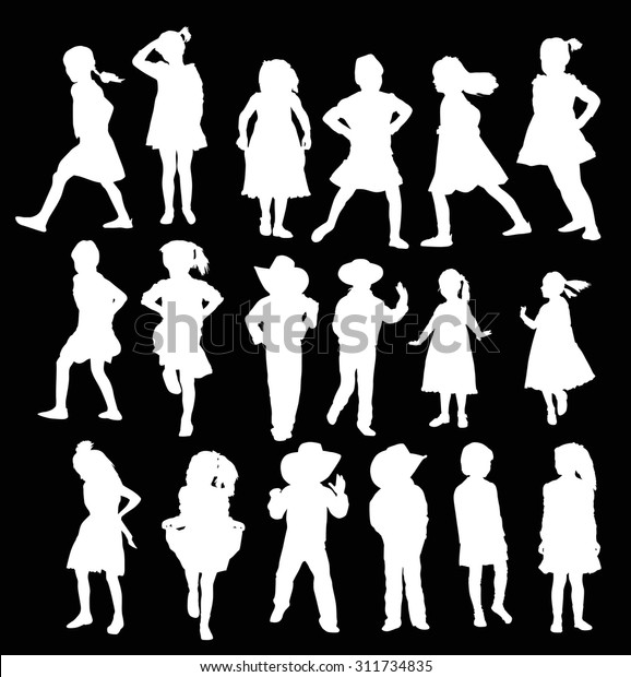 Child Silhouette Illustration Collection Isolated On 库存矢量图（免版税 ...