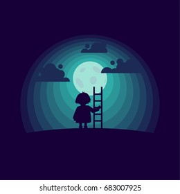 86 Ladder To The Sky Moon Boy Images, Stock Photos & Vectors | Shutterstock