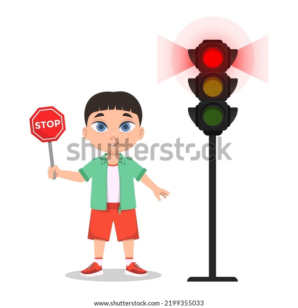 Child Stop Sign Traffic Light Shows: เวกเตอร์สต็อก (ปลอดค่าลิขสิทธิ์ ...