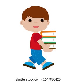 Child Walking Books Stock Vector (Royalty Free) 1147980425