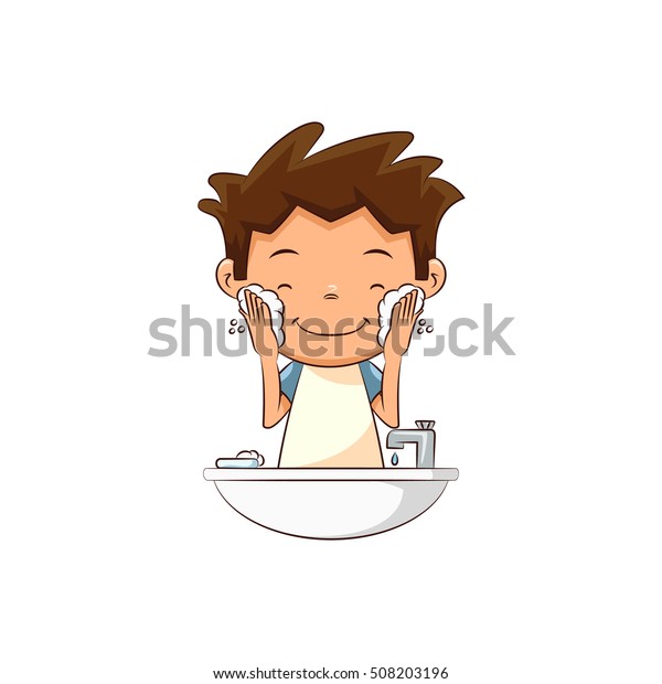 Child Washing Face Soap Stock Vector (Royalty Free) 508203196